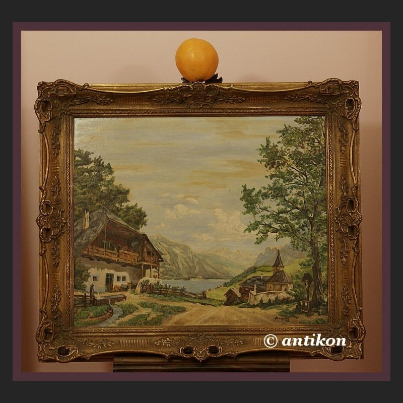 Stary obraz olejny Górski pejzaż - Galeria Antikon