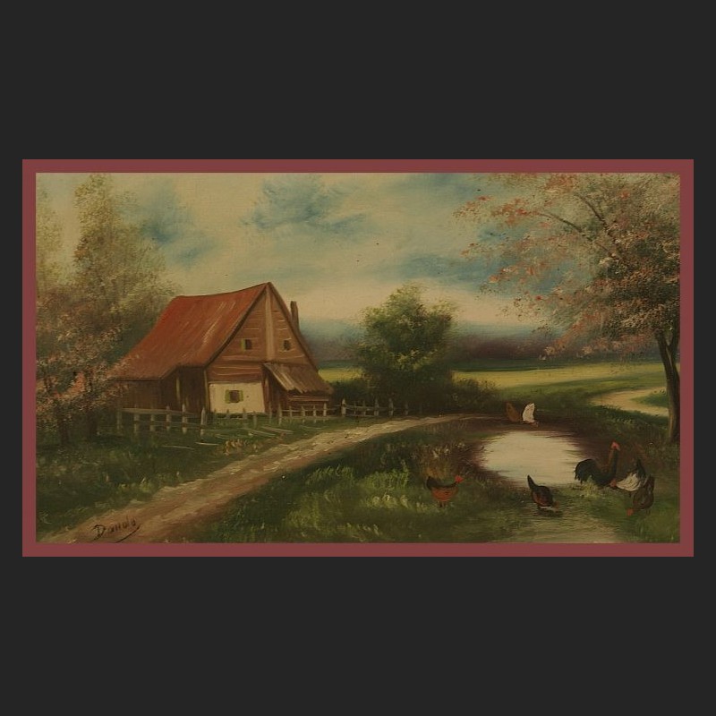 Obraz sielski pejzaż na wsi domostwo - Galeria Antikon
